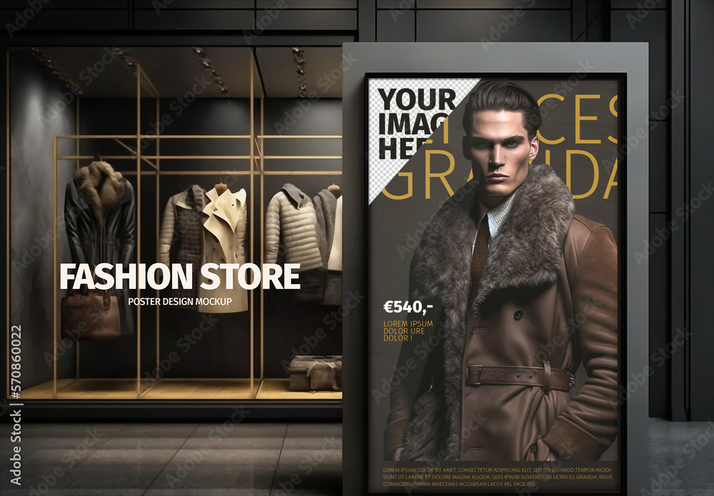 Fashion store interior poster design mockup with generative ai ...