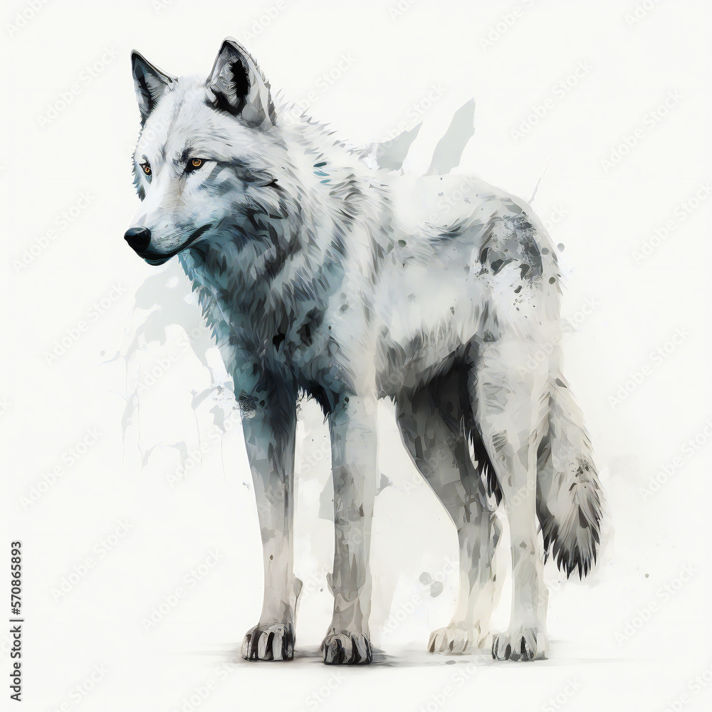full body wolf , illustration, very highly detailed, isolated on blank ...