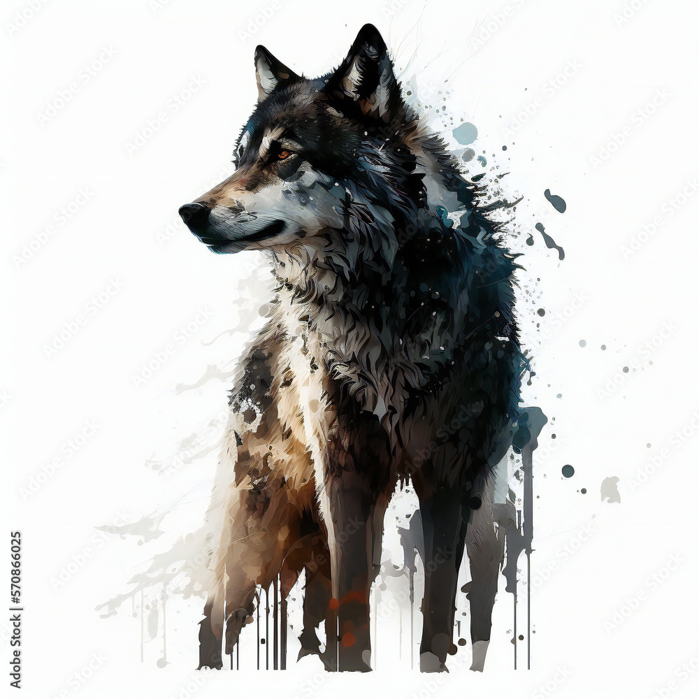 full body wolf , illustration, very highly detailed, isolated on blank ...