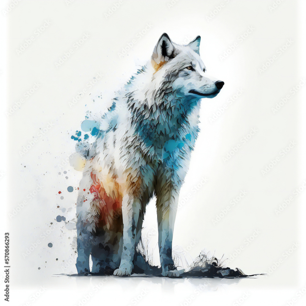 full body wolf , illustration, very highly detailed, isolated on blank ...