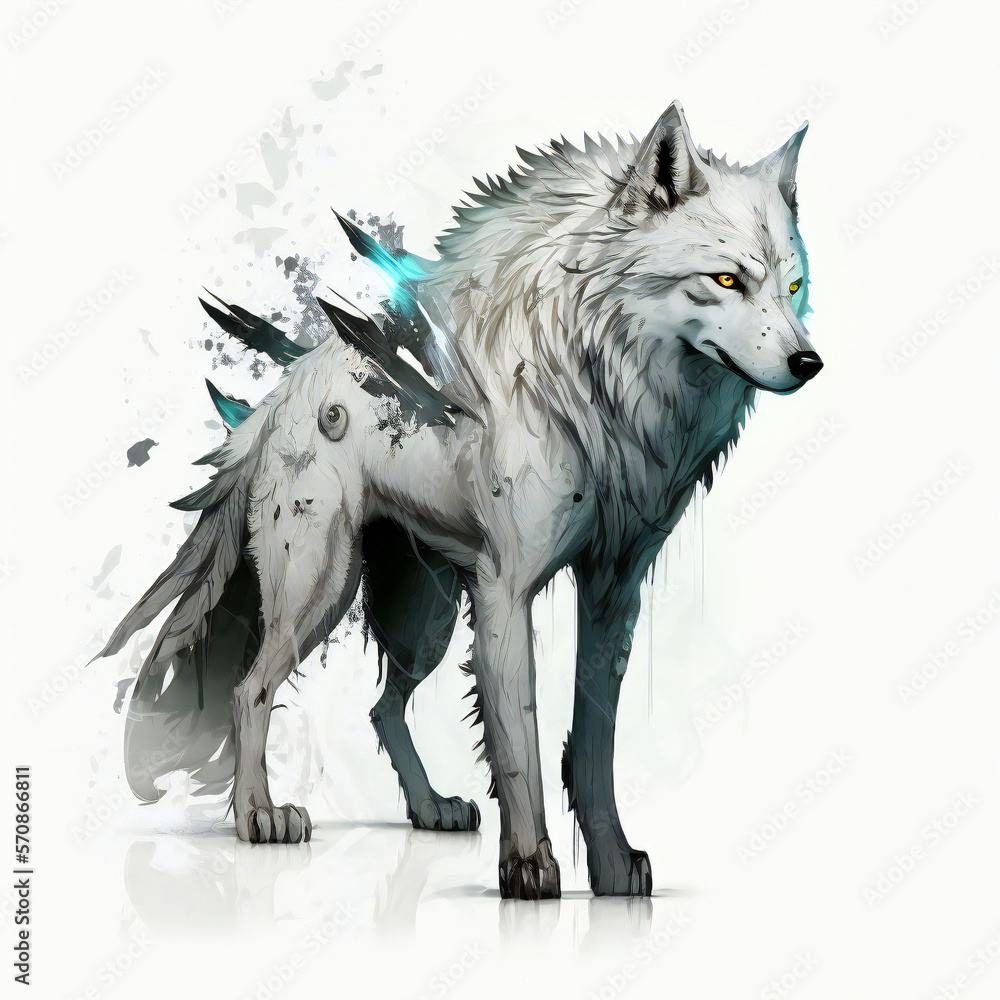 full body wolf , illustration, very highly detailed, isolated on blank ...