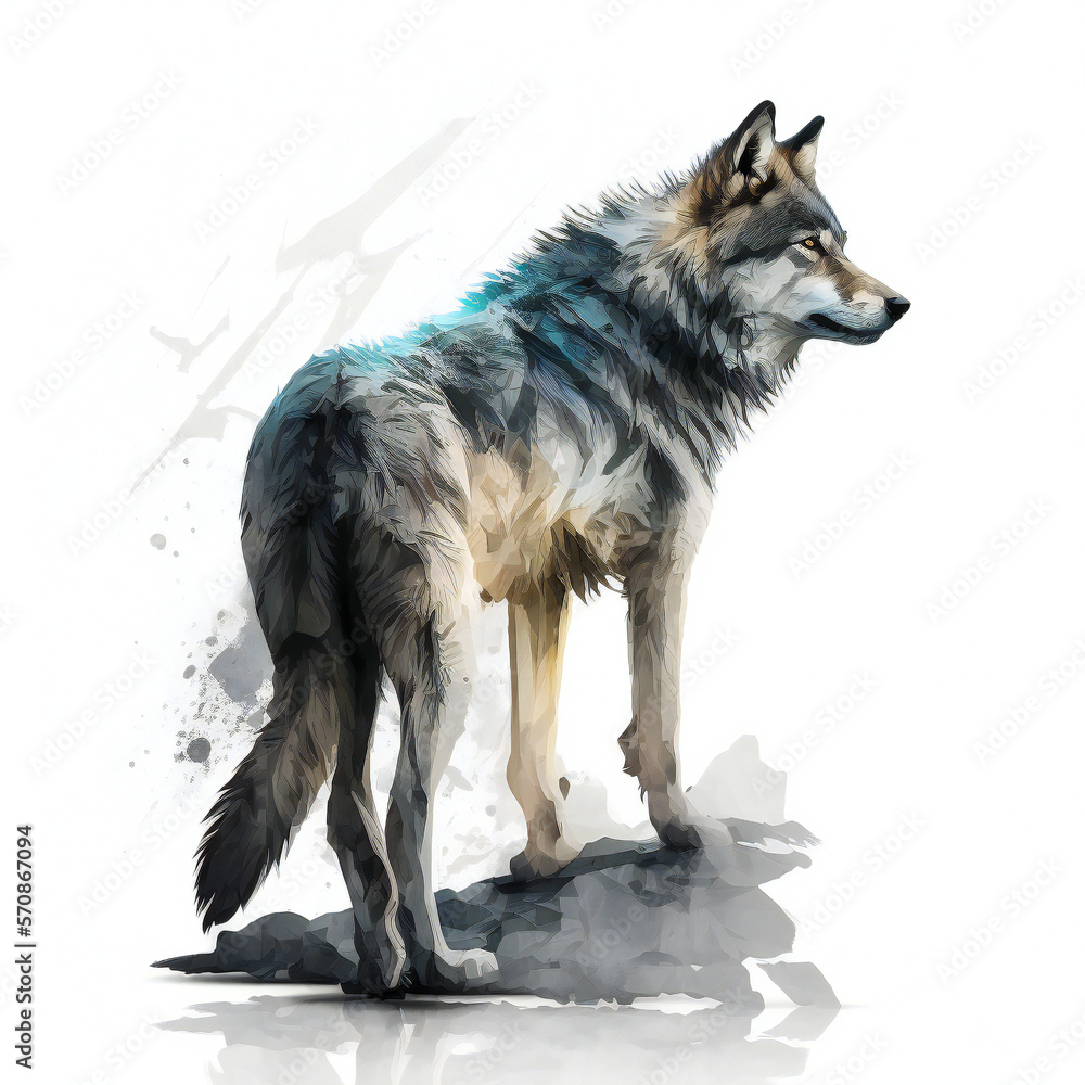 full body wolf , illustration, very highly detailed, isolated on blank ...