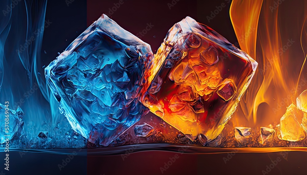 The contrast between fire and ice in ice cubes - desktop background ...