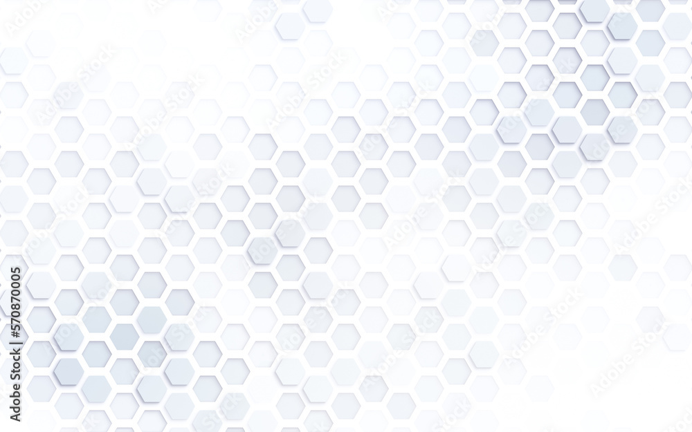 ภาพประกอบสต็อก Light gray 3d hexagon grid pattern on white. Technology ...