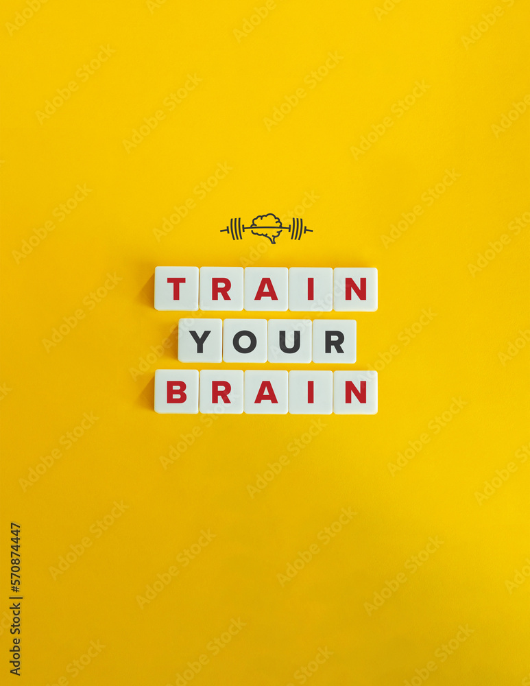 Mental Strength Banner and Concept. Train Your Brain Block Letter Tiles ...