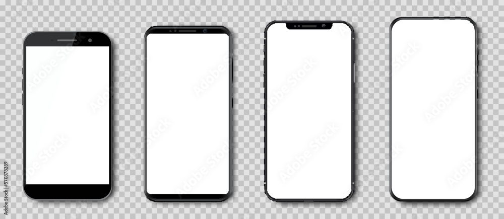Set high quality realistic trendy different black models smartphone ...