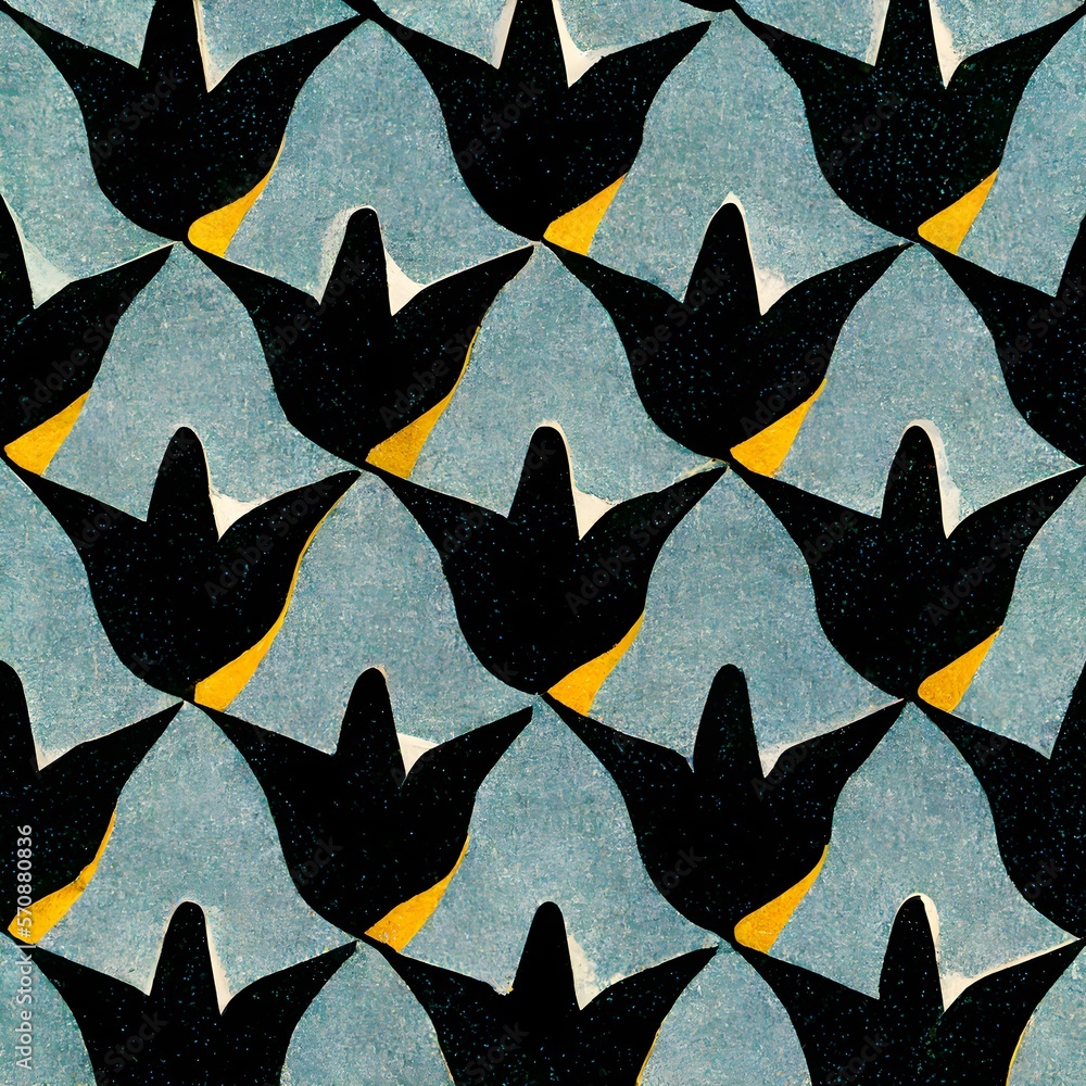 repeating offset tessellation black schnauzer dog and yellow fin tuna ...