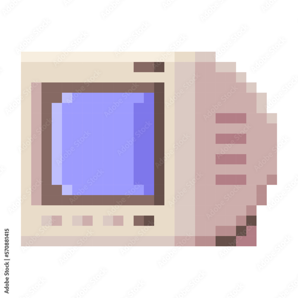 Old monitor pixel art for game development, graphic design, website ...
