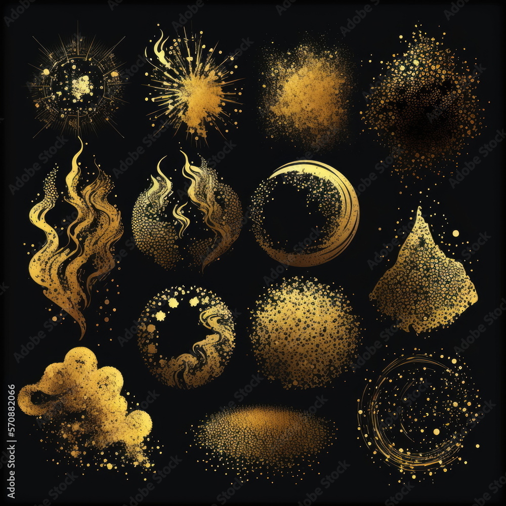 Collection set of gold dust vector illustration, Made by AI,Artificial ...