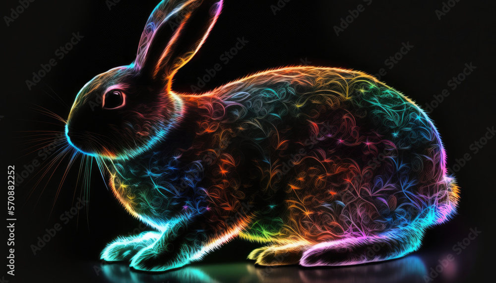 colorful abstract bunny, stands out especially for its glow ilustração ...