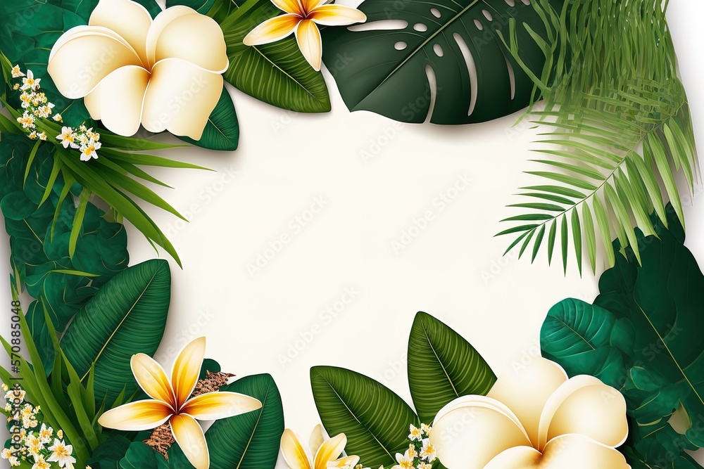 border design using tropical foliage image exotic beach wedding for the ...