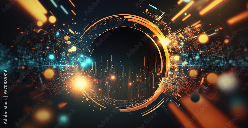 yellow gold blue abstract background, metaverse and technology, laser ...