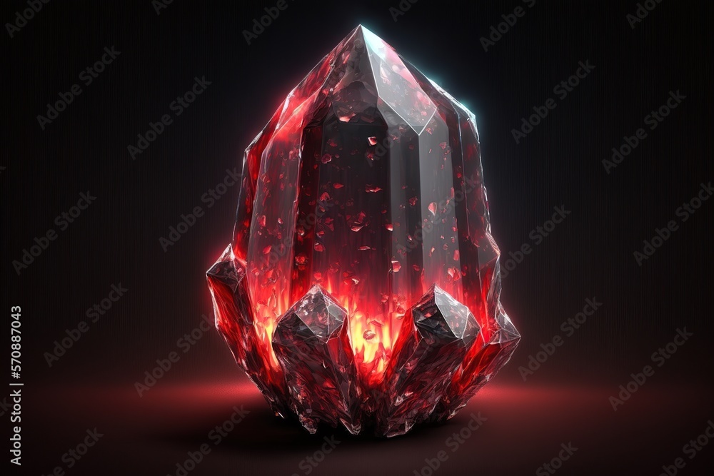 Crystal gem stone clusters with glowing light aura, quartz or ...