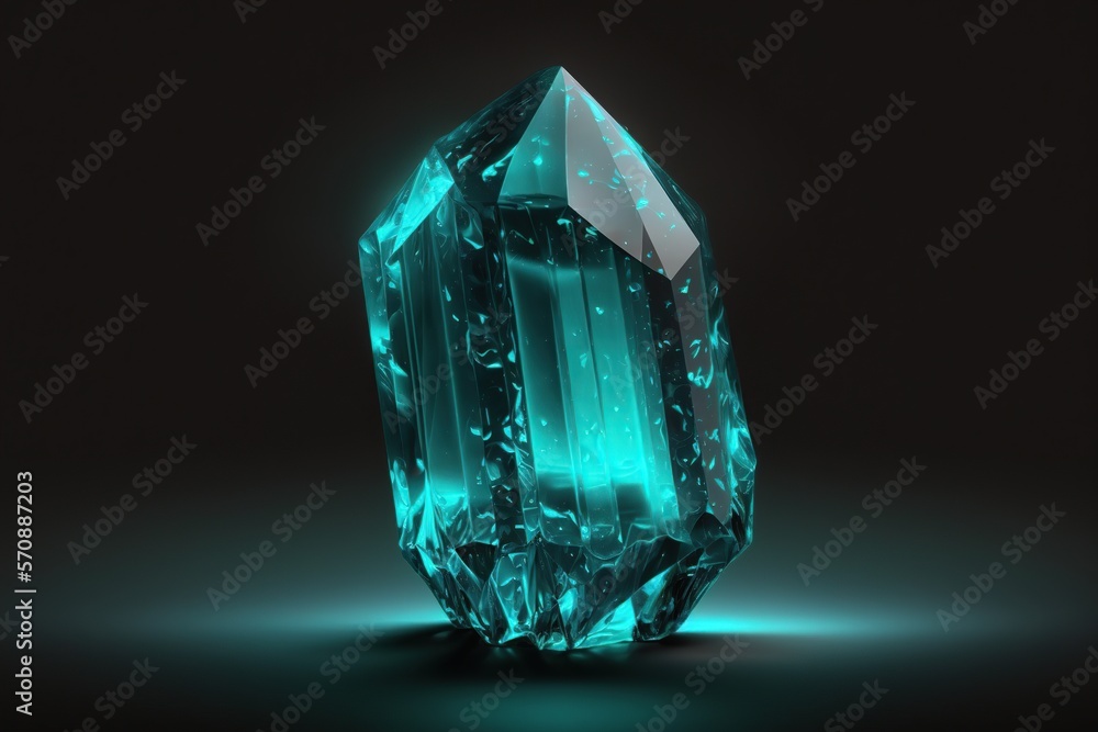 Crystal gem stone clusters with glowing light aura, quartz or ...