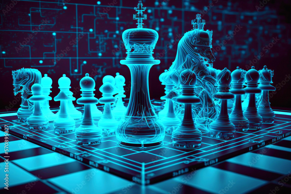 Artificial intelligence AI, neural learning concept made with chess ...