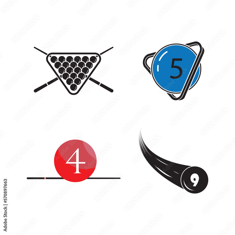 Billiard logo template. Billiard brand identity. Black and white ...