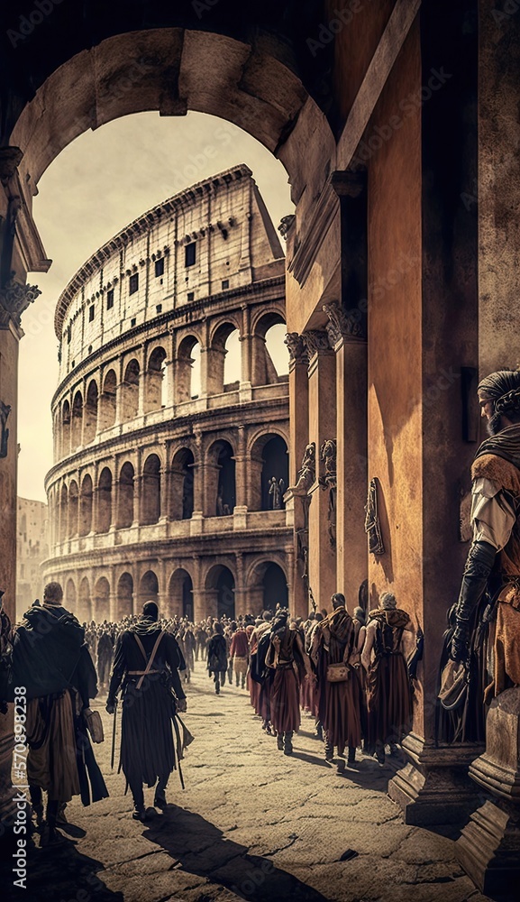 image of a day in the Roman Empire, history scene, gladiators, the ...