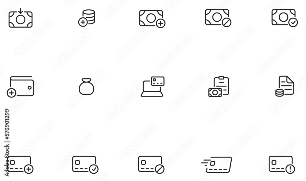 Vector Set of Linear Icons Related to Payment, Budget Balance and ...
