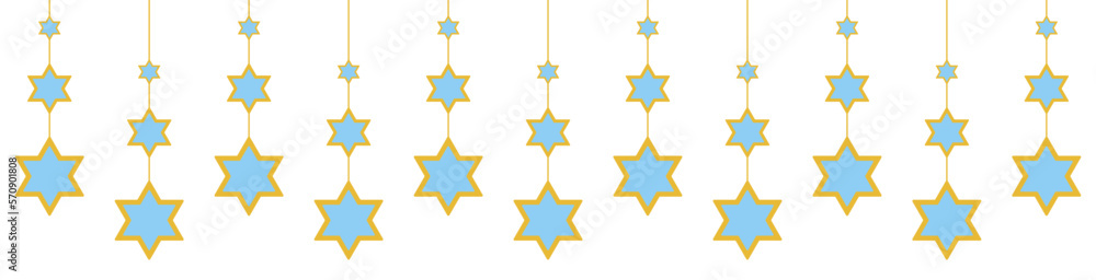 Garland for Passover, Pesach, Hanukkah. Jewish blue and gold stars of ...