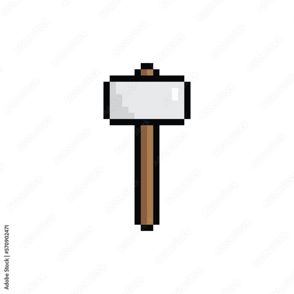 hammer icon 8 bit, pixel art icon for game logo. Stock Vector | Adobe Stock