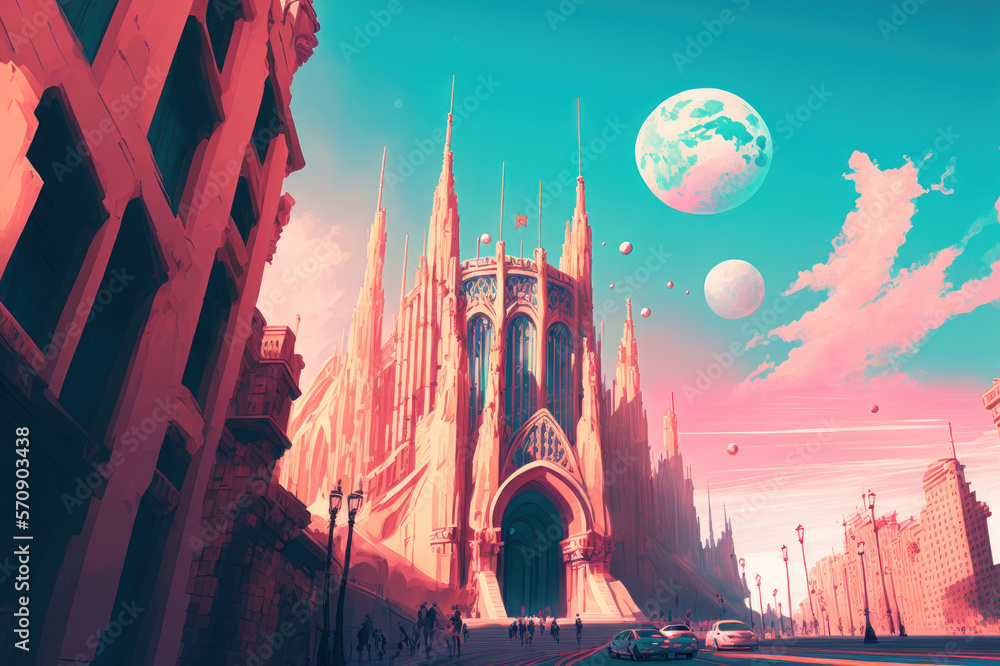 Catedral gótica estilo anime, concept art, creado con IA generativa ...
