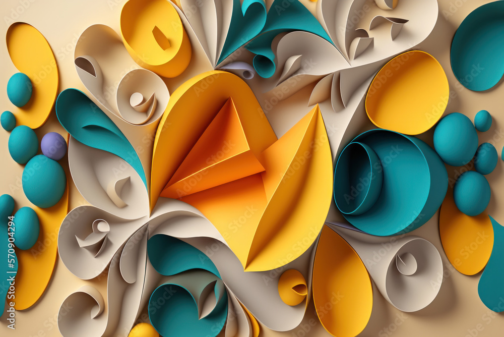 Fondo figuras abstractas de papel, origami, papercraft, creado con IA ...