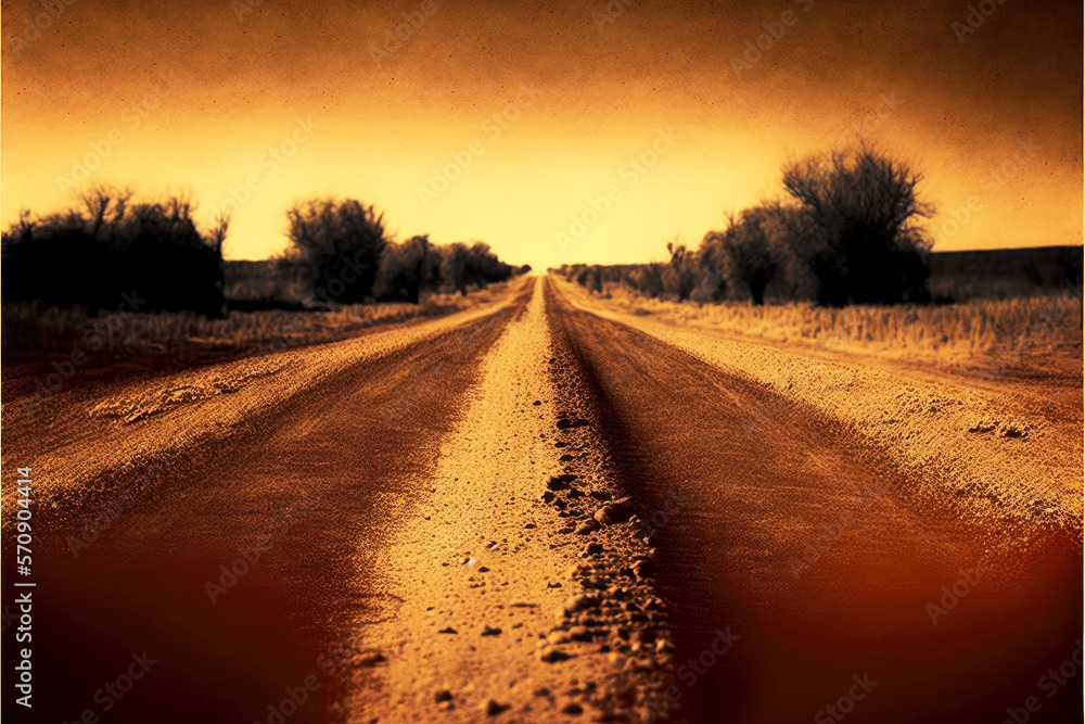 straight ground road with dry brown dirt closeup background digital ...