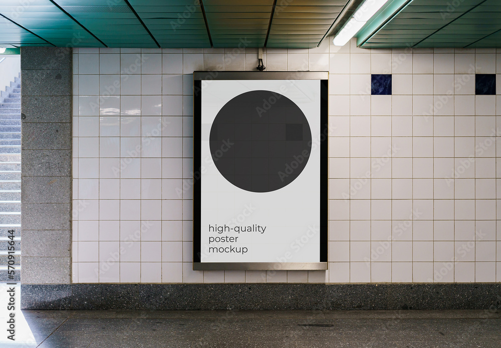 Street Outdoor Poster Advertising Mockup Template Subway Metro Stock ...