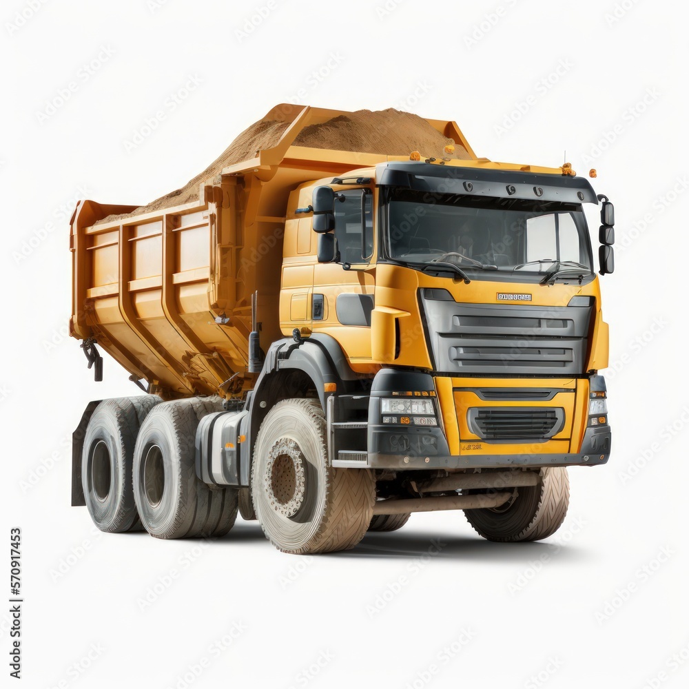 Detailed illustration of an industrial construction dump truck vehicle ...