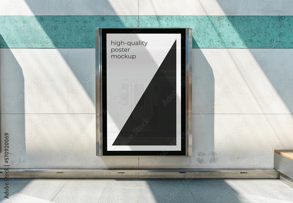 Street Outdoor Poster Advertising Mockup Template Subway Metro Stock ...