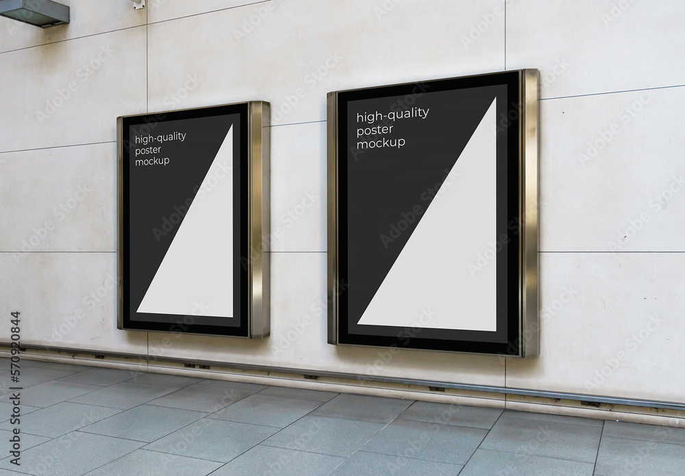Street Outdoor Poster Advertising Mockup Template Subway Metro Stock ...