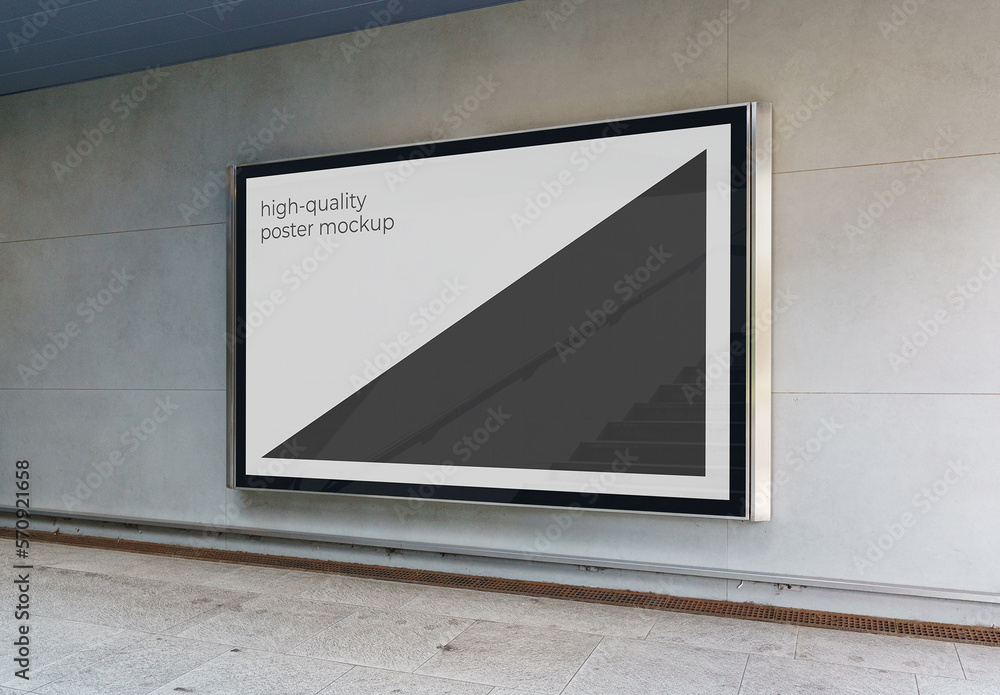 Street Outdoor Poster Advertising Mockup Template Subway Metro Stock ...
