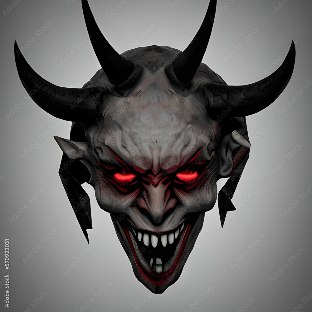 Devil Head In Black With Red Eyes Fantasy Ai Generated Generative Ai Cgi Graphics Stock イラスト