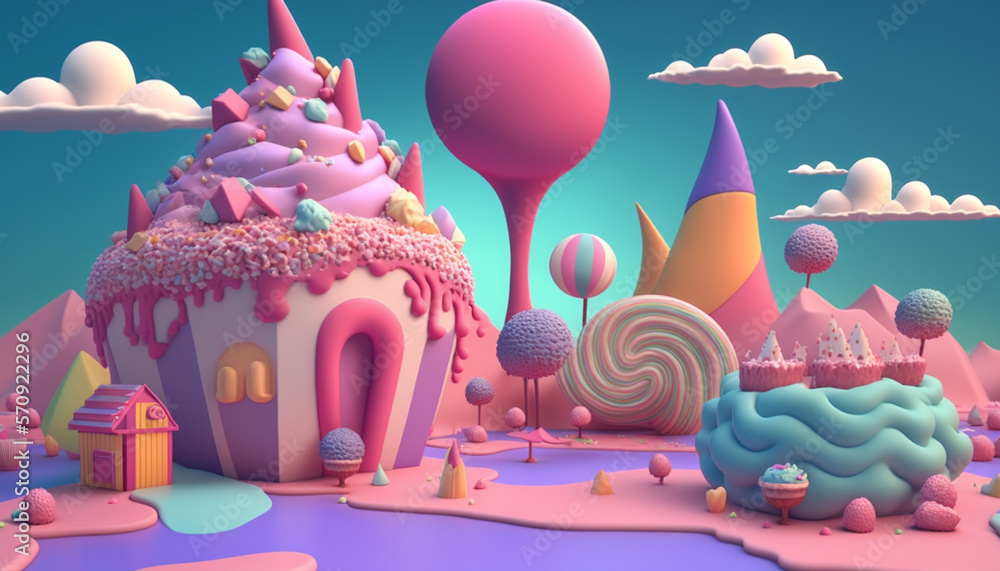 3d sweet land background Stock Illustration | Adobe Stock