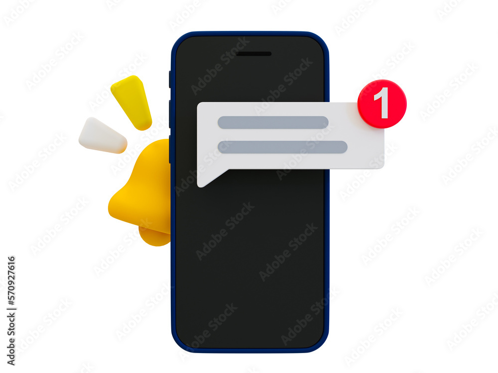 3d minimal Notify of unread messages. social media chat message ...
