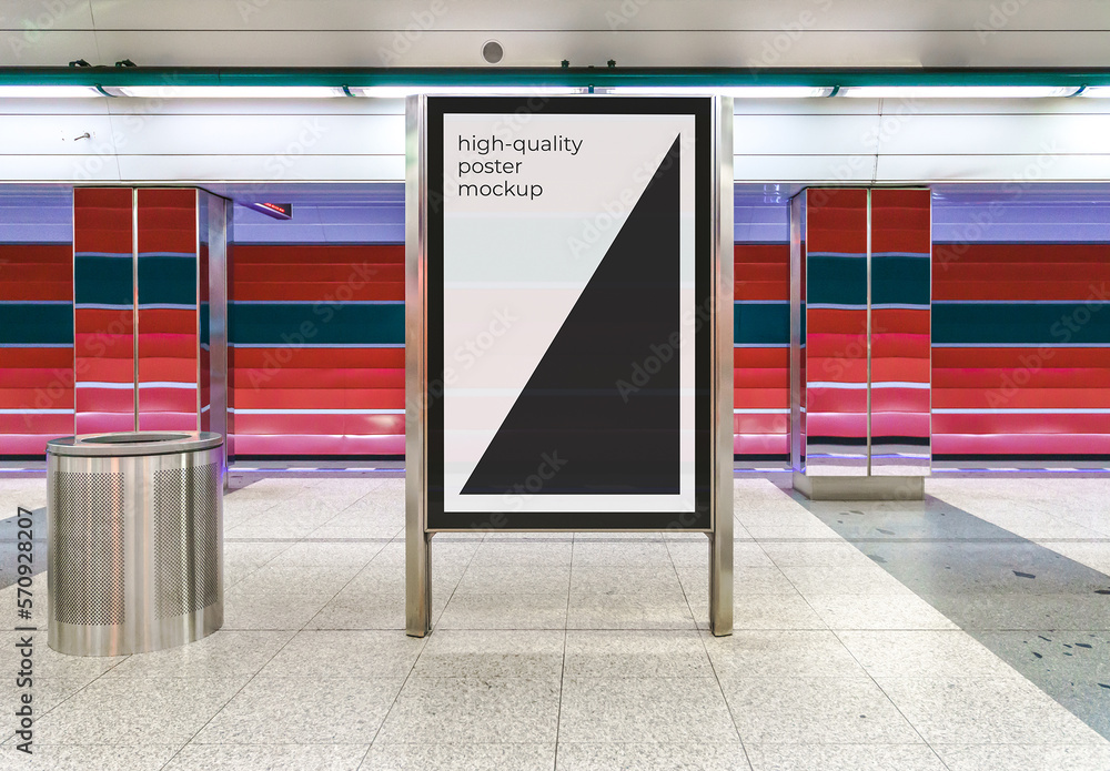 Street Outdoor Poster Advertising Mockup Template Subway Metro Stock ...