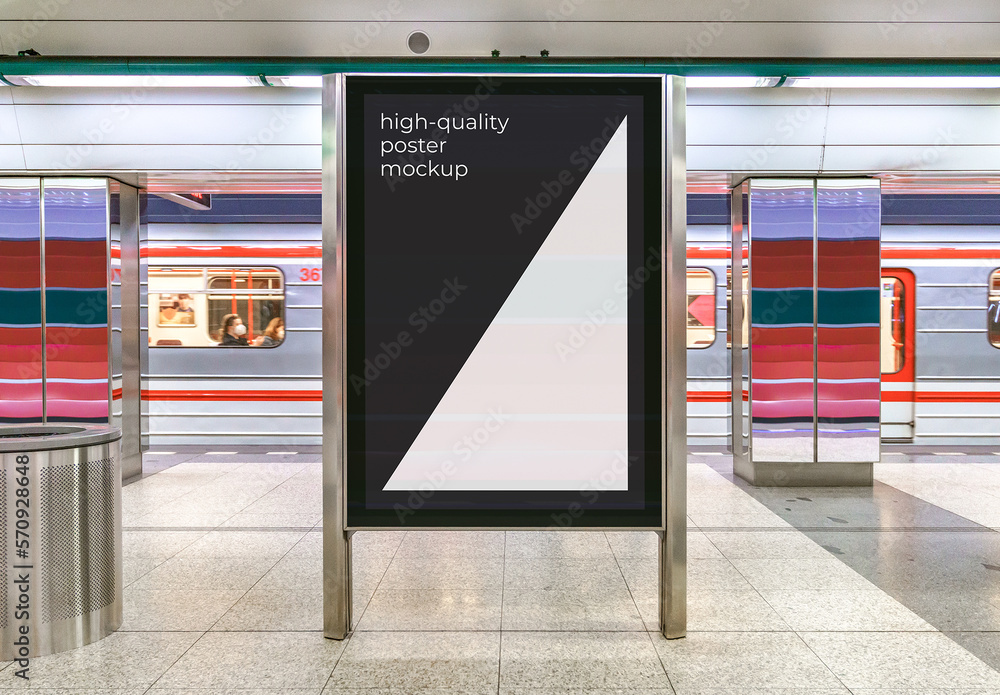 Street Outdoor Poster Advertising Mockup Template Subway Metro Stock ...