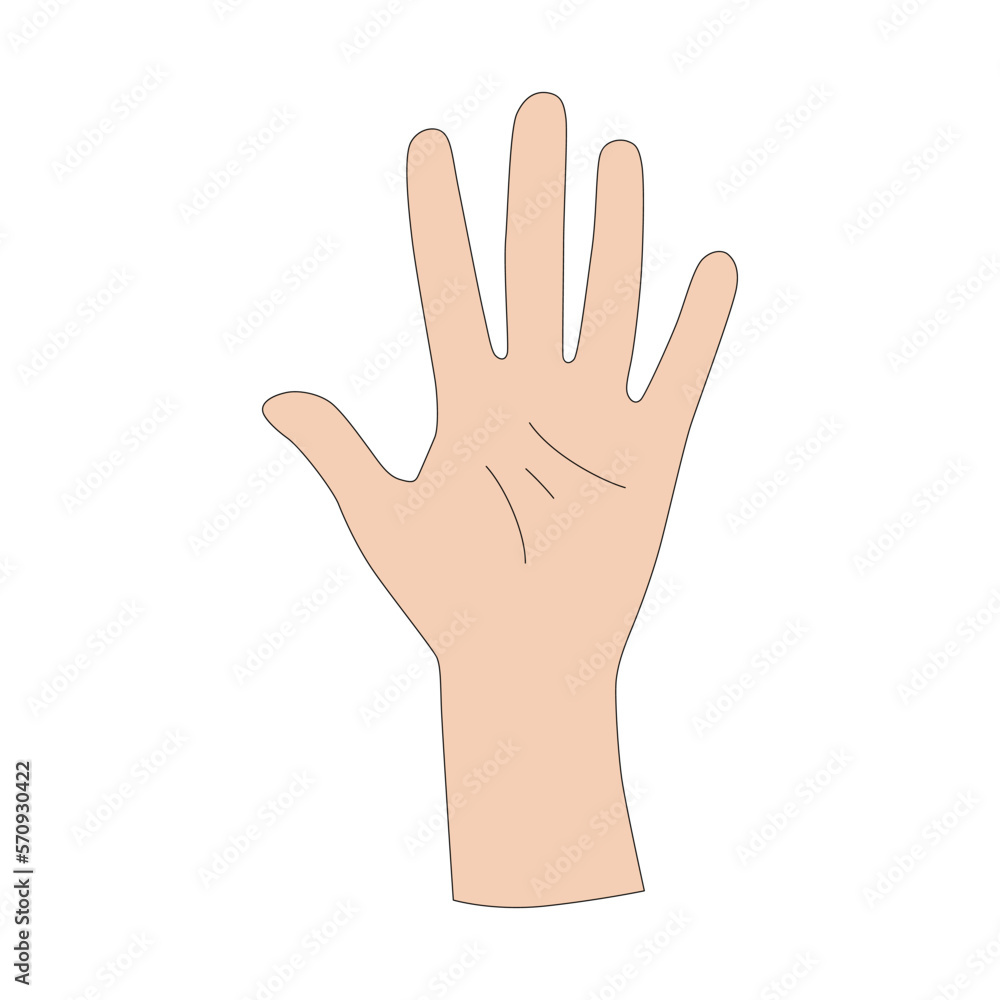 A hand gesture. The number five. Sign language. Vector illustration ...