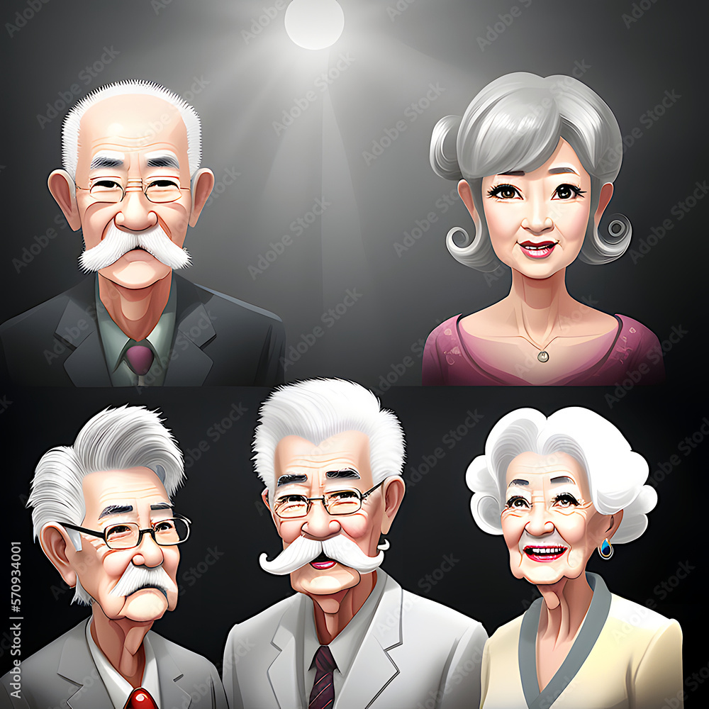 Rentner Pensionäre in cartoon style - created with generative AI ...