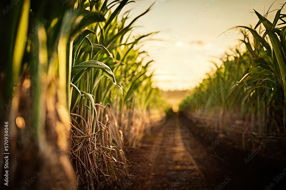 Plantations of sugar cane Stock Illustration | Adobe Stock