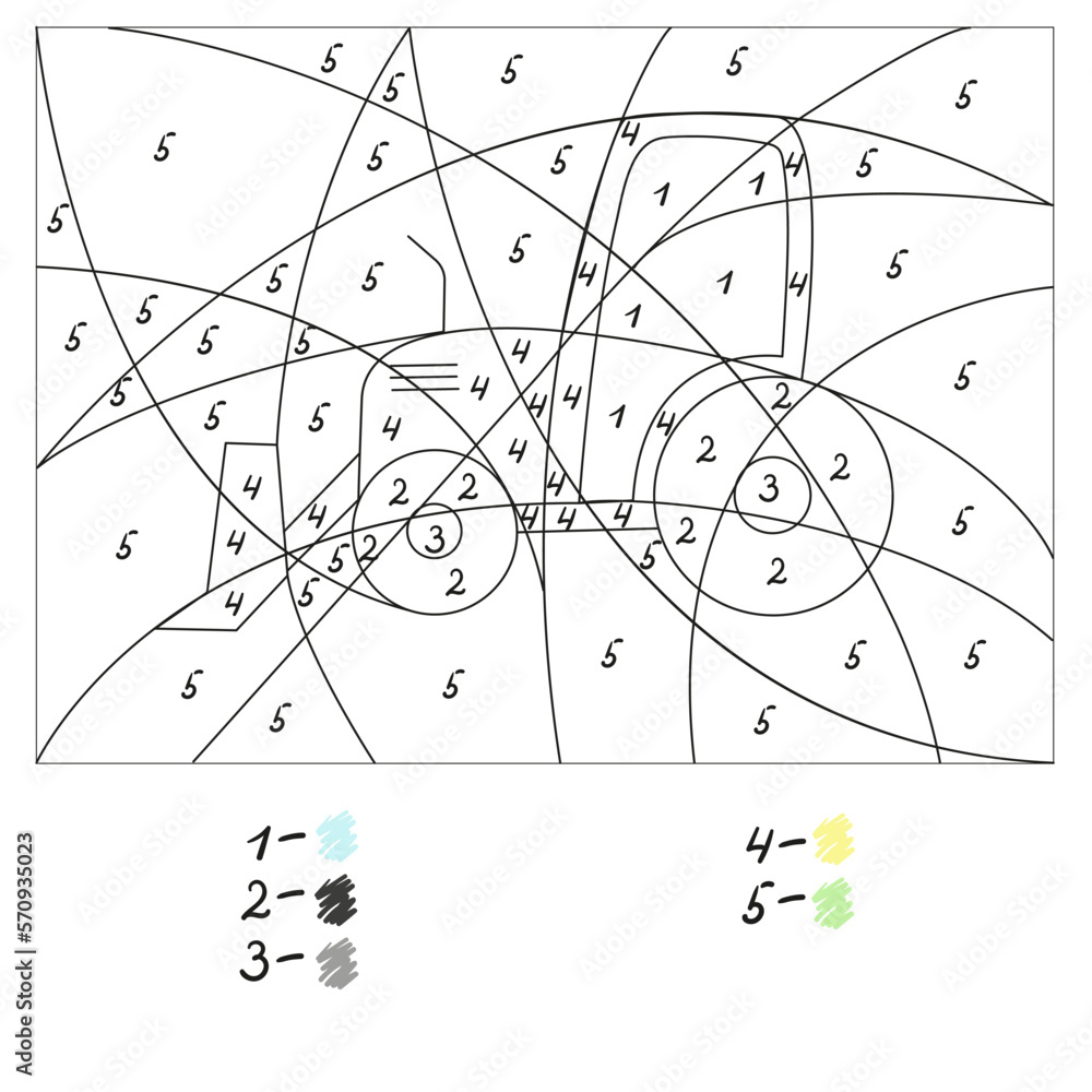 Game Color by number, tractor. Funny educational coloring book for kids ...