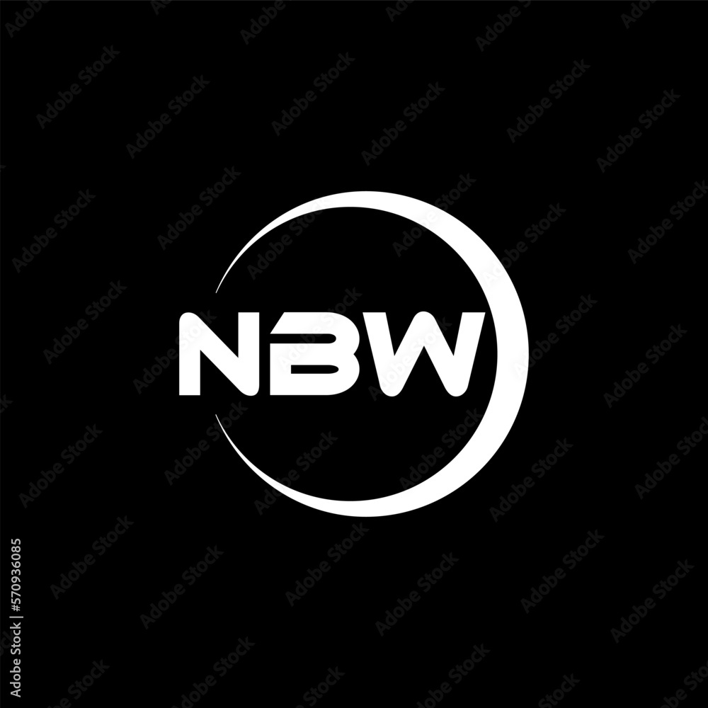 NBW letter logo design with black background in illustrator, cube logo ...