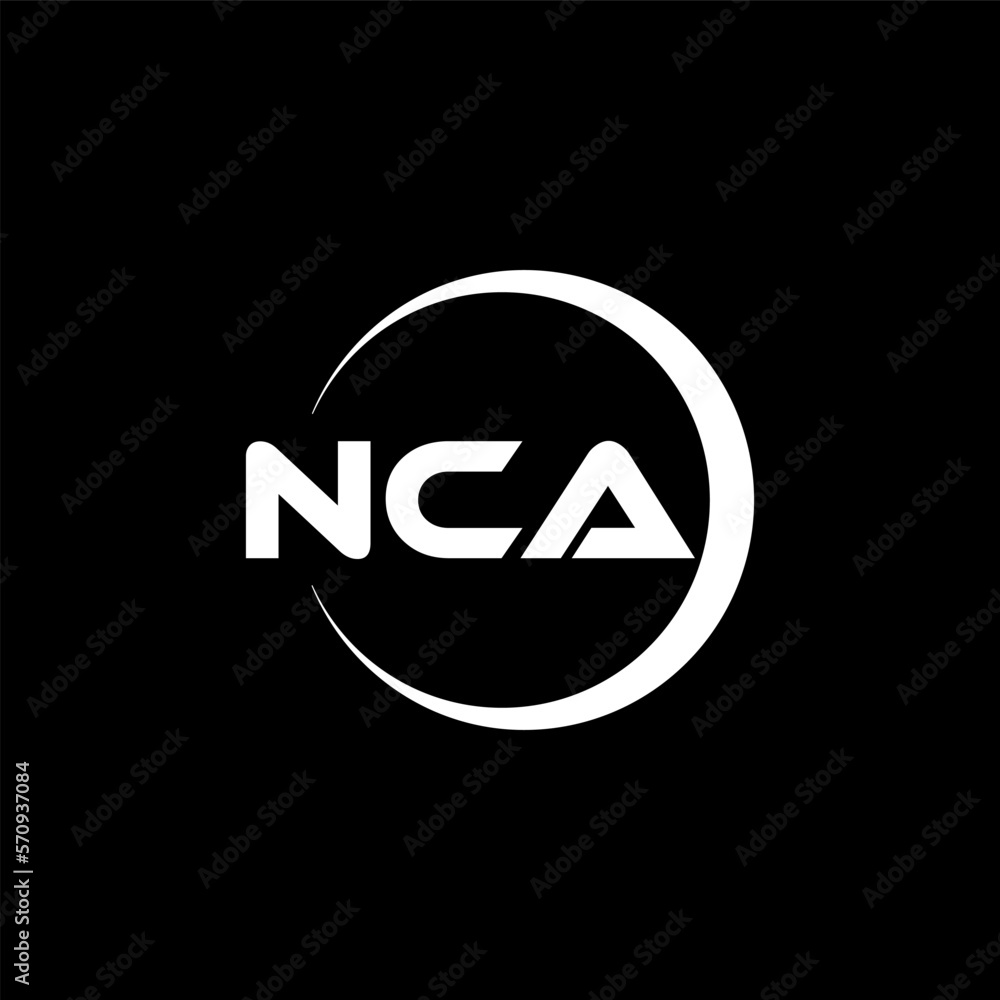 NCA letter logo design with black background in illustrator, cube logo ...