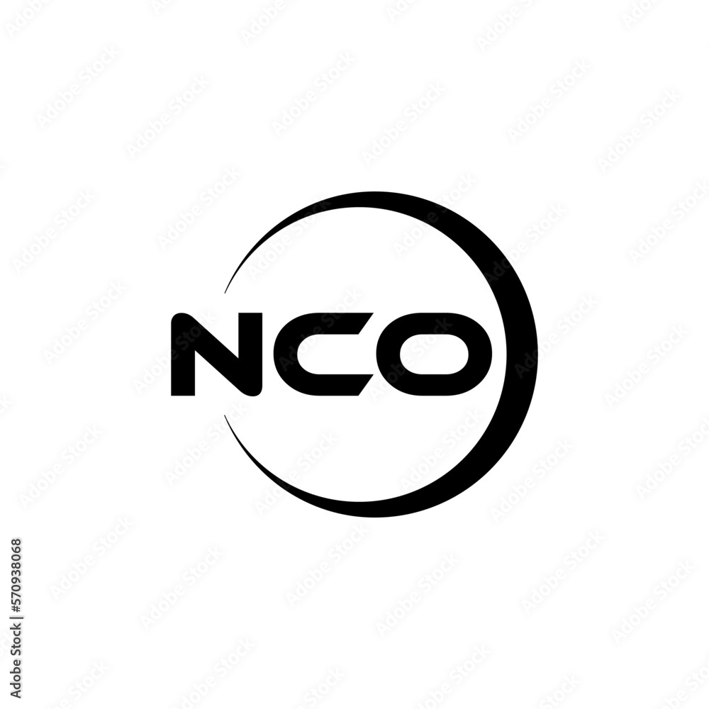 NCO letter logo design with white background in illustrator, cube logo ...
