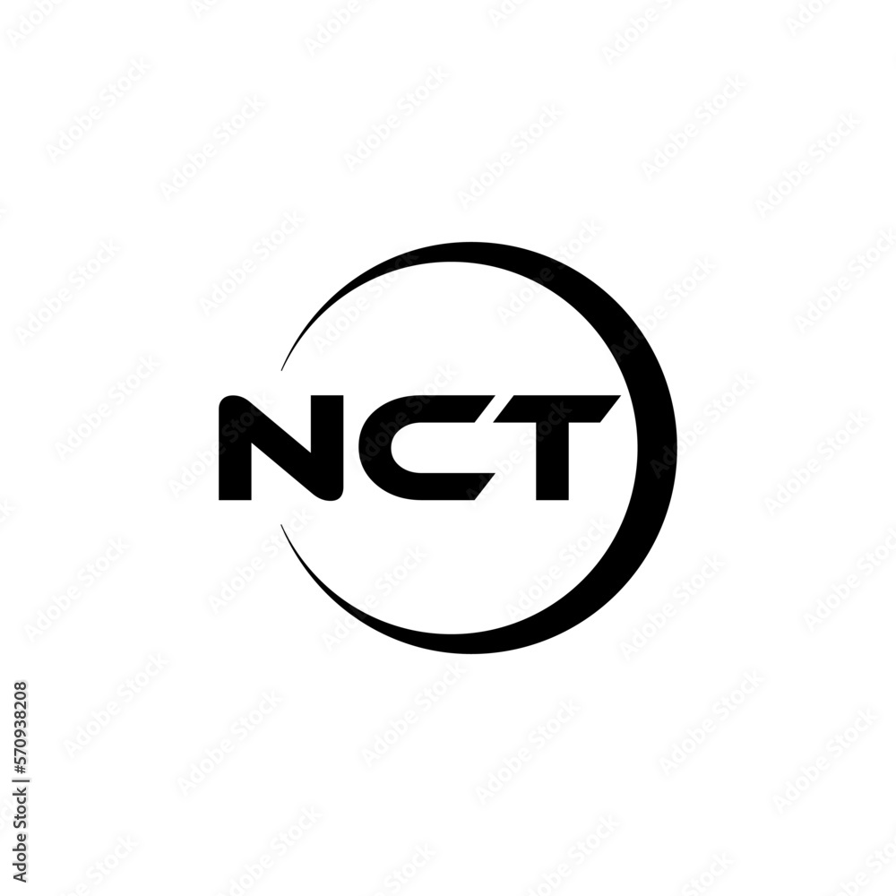 Vecteur Stock NCT letter logo design with white background in ...