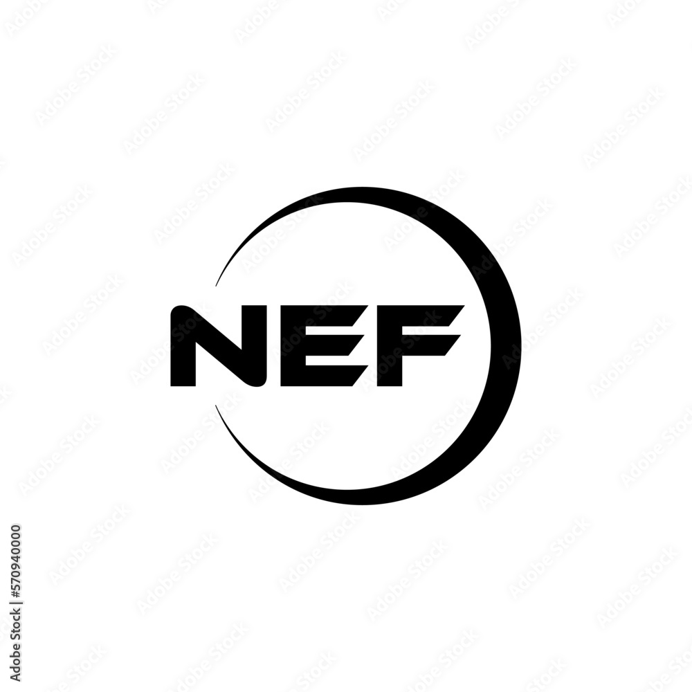 NEF letter logo design with white background in illustrator, cube logo ...