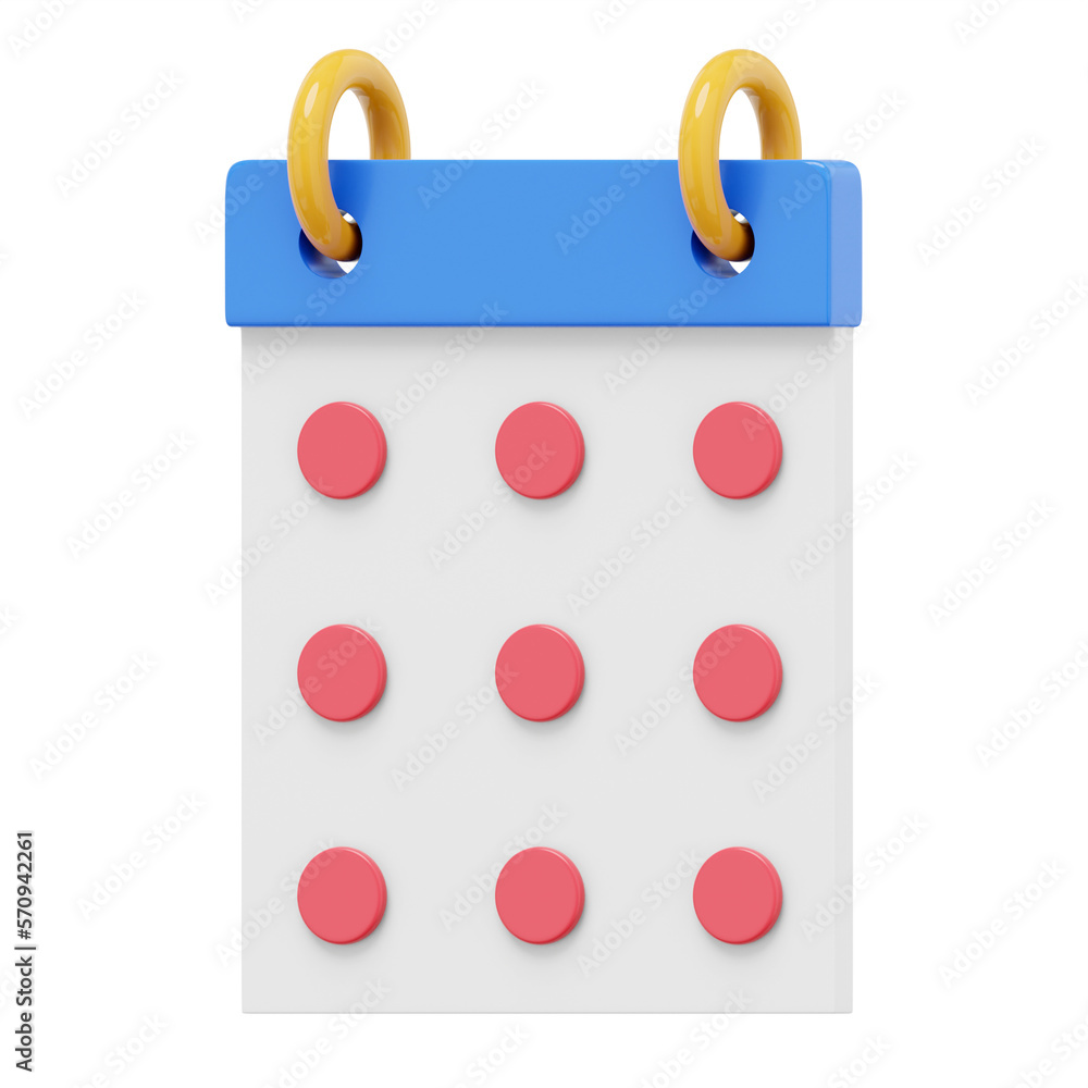 Simple flip calendar. 3D rendering. PNG icon on transparent background ...