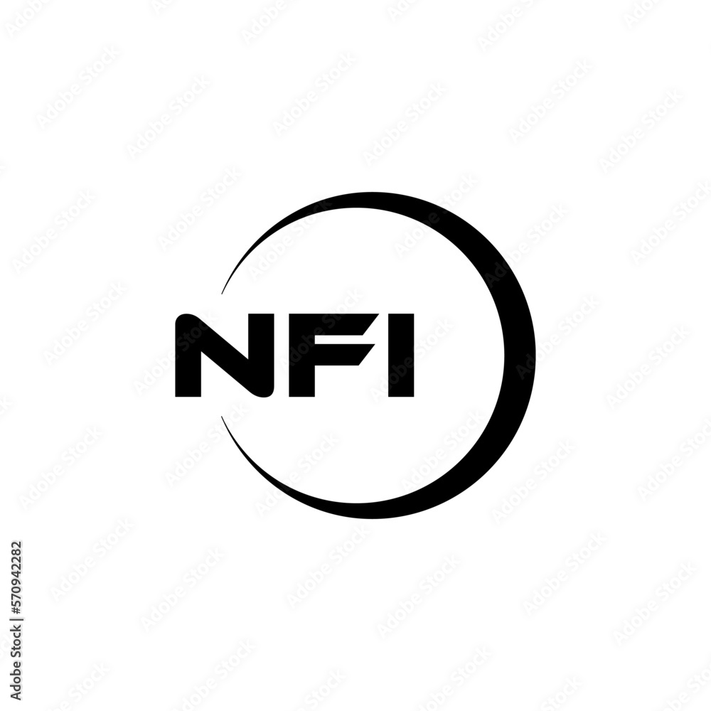 NFI letter logo design with white background in illustrator, cube logo ...