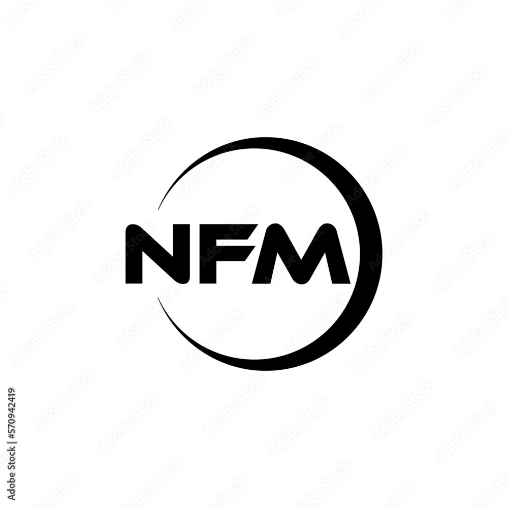 NFM letter logo design with white background in illustrator, cube logo ...