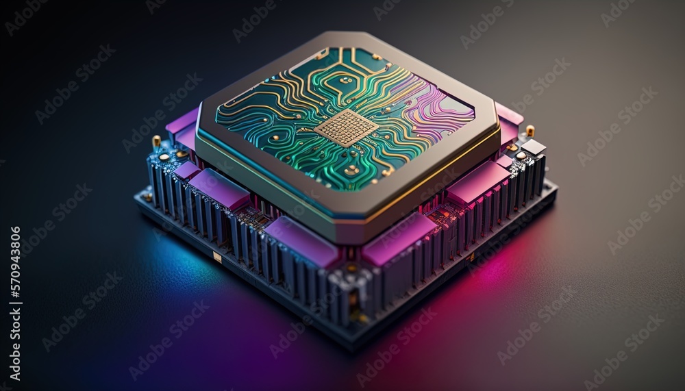 Human brain as a microchip illustration. Digitalization, business ...